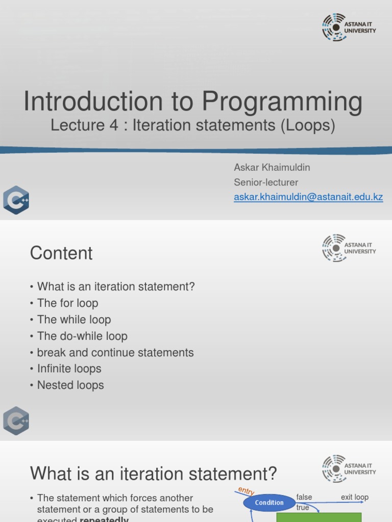 Lecture 4 - Iteration Statements | PDF | Control Flow | Computer Science