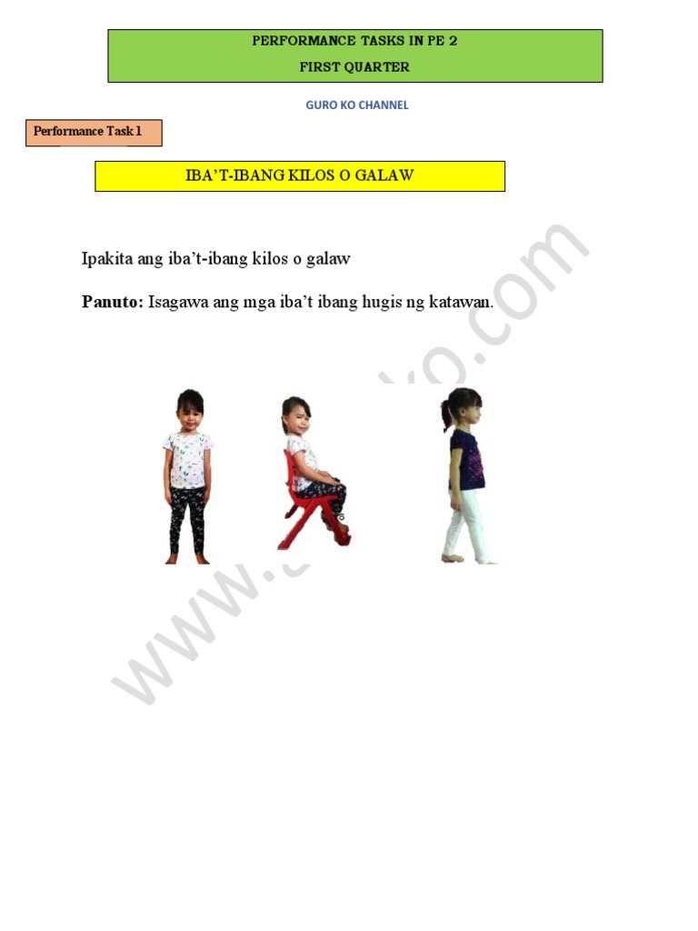 PE Grade 2 Performance Task Quarter 1 | PDF
