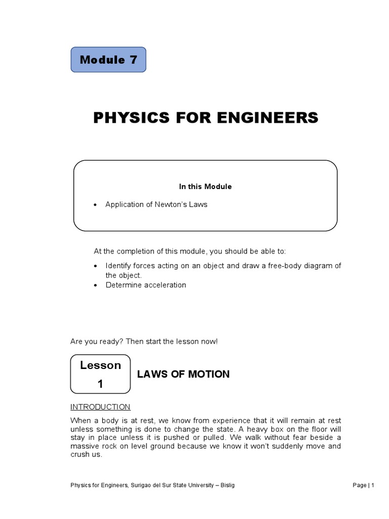 Module 6 - Laws of Motion | PDF | Force | Weight