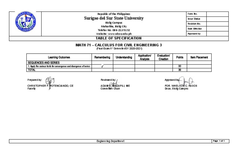 Tos Math 71 - Final Exam | PDF | Cognition