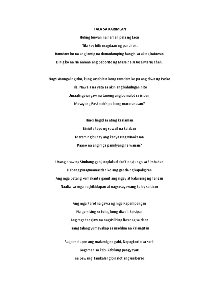 Tala Sa Karimlan | PDF