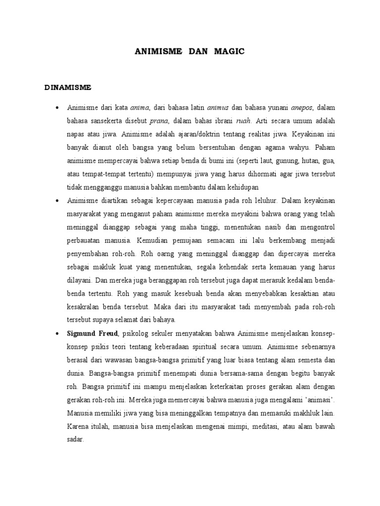Animisme & Magic 1 | PDF | Ilmu Sosial | Filsafat