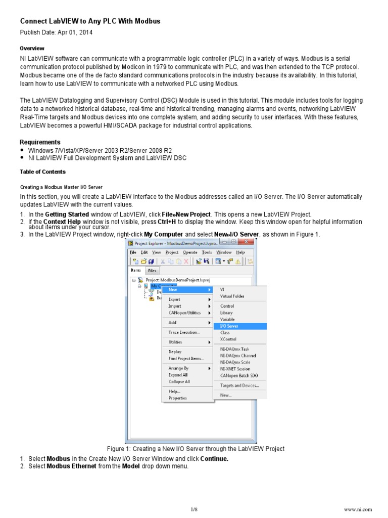 Connect LabVIEW To Any PLC With Modbus | PDF | Programmable Logic Controller | User Interface