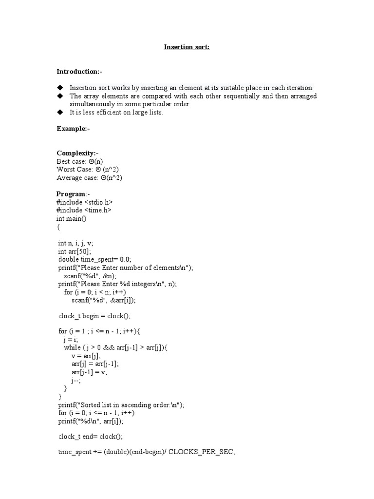 Insertion Sort Algorithm Explained | PDF