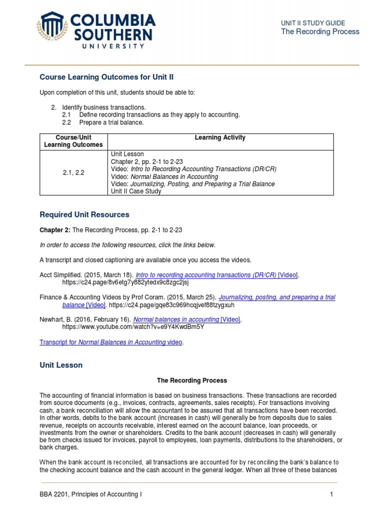 Unit II Study Guide | PDF | Debits And Credits | Equity (Finance)