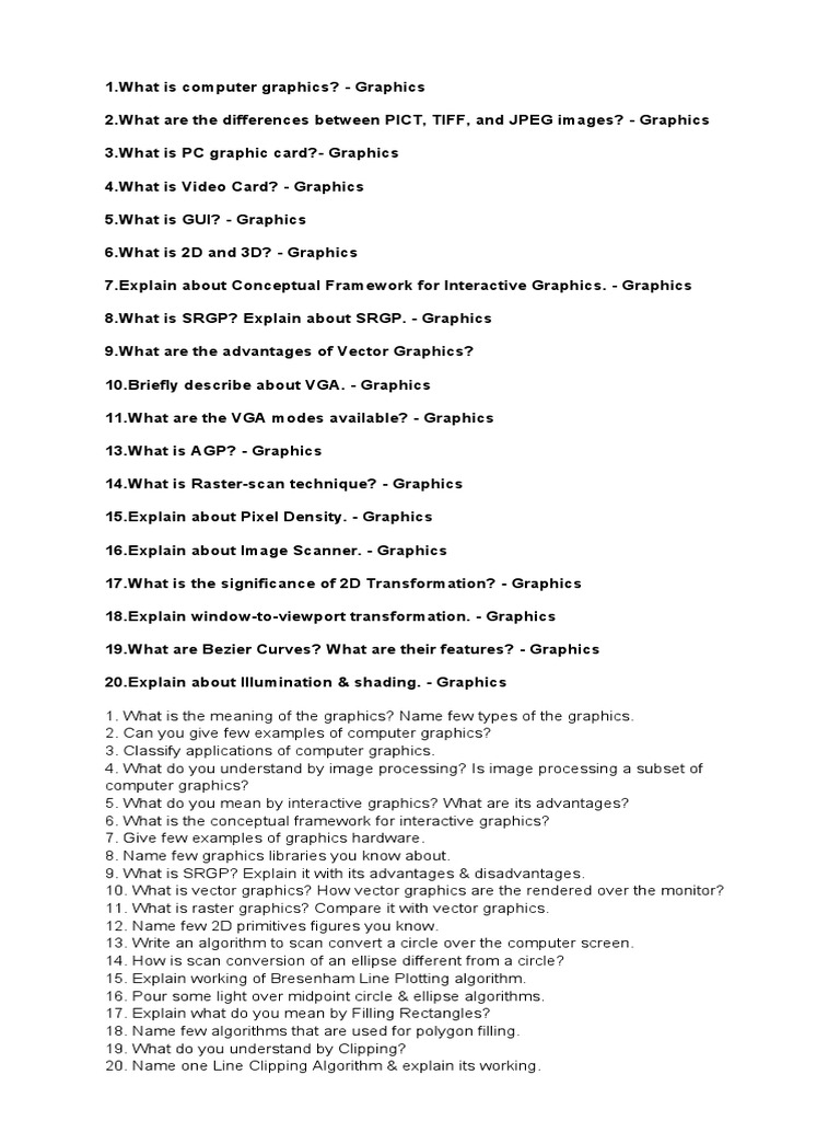 CG Viva Questions | Download Free PDF | Computer Graphics | Computer Monitor