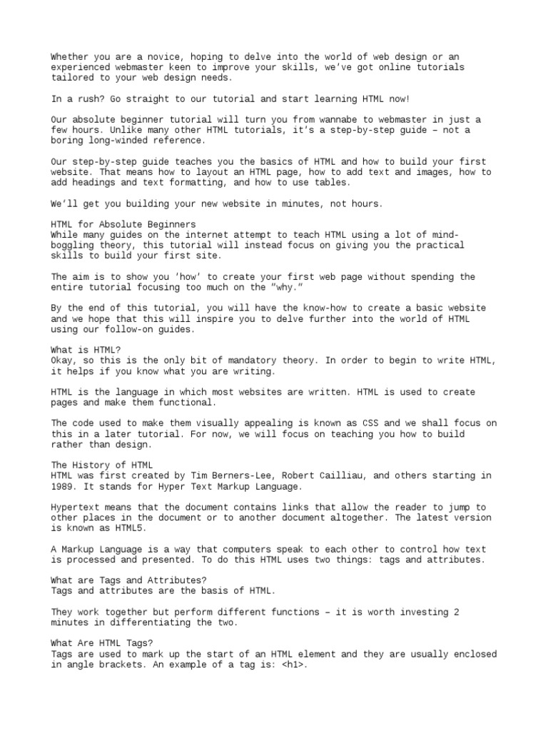 Html Learn Pdf Html Element Html