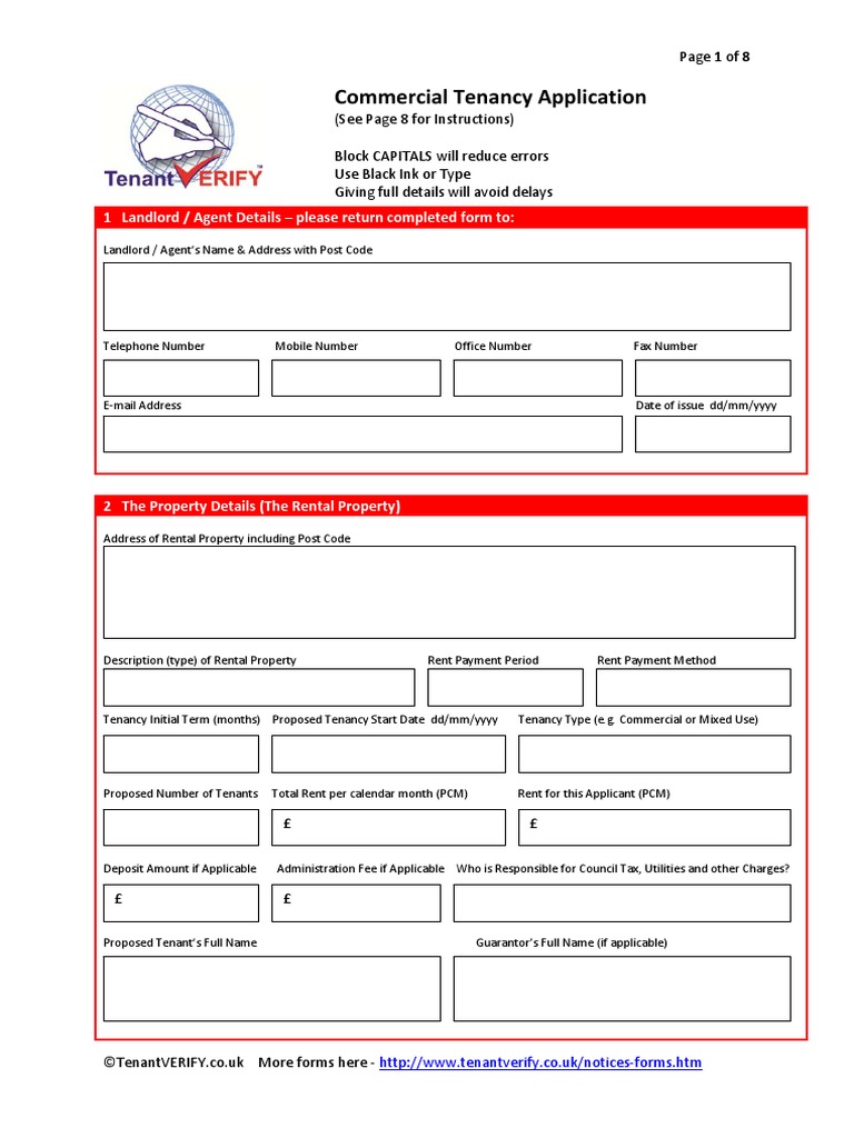 Commercial Tenant Information Form | PDF | Leasehold Estate | Landlord