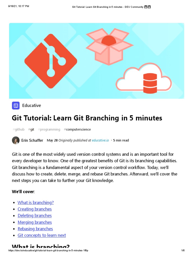 Git Tutorial - Learn Git Branching in Less Than 6 Minutes | PDF ...