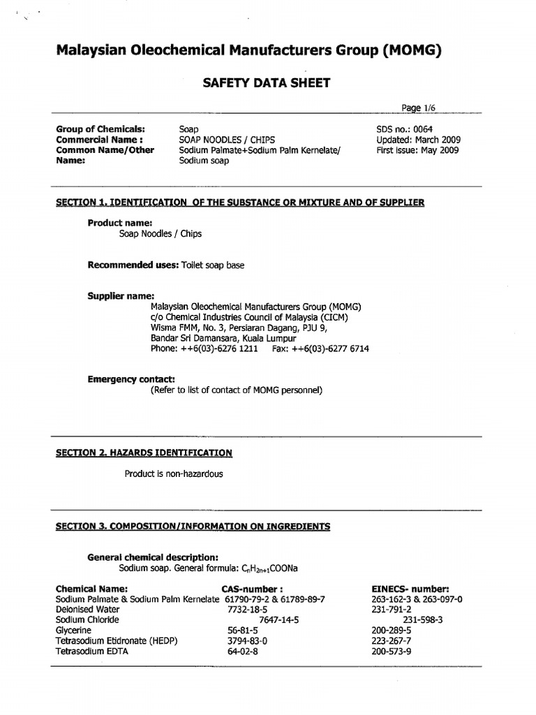 Soap Noodles MSDS | PDF