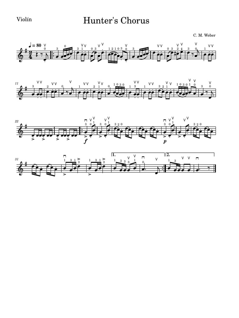Hunters Chorus-Violín | PDF