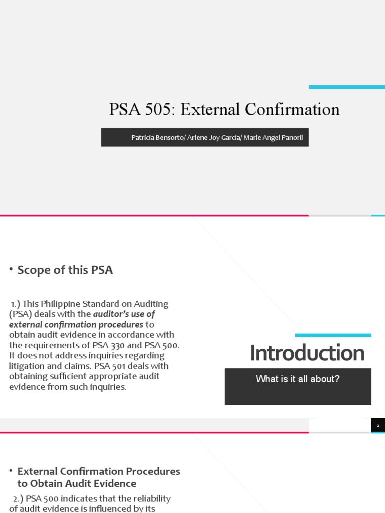 PSA 505: External Confirmation: Patricia Bensorto/ Arlene Joy Garcia ...