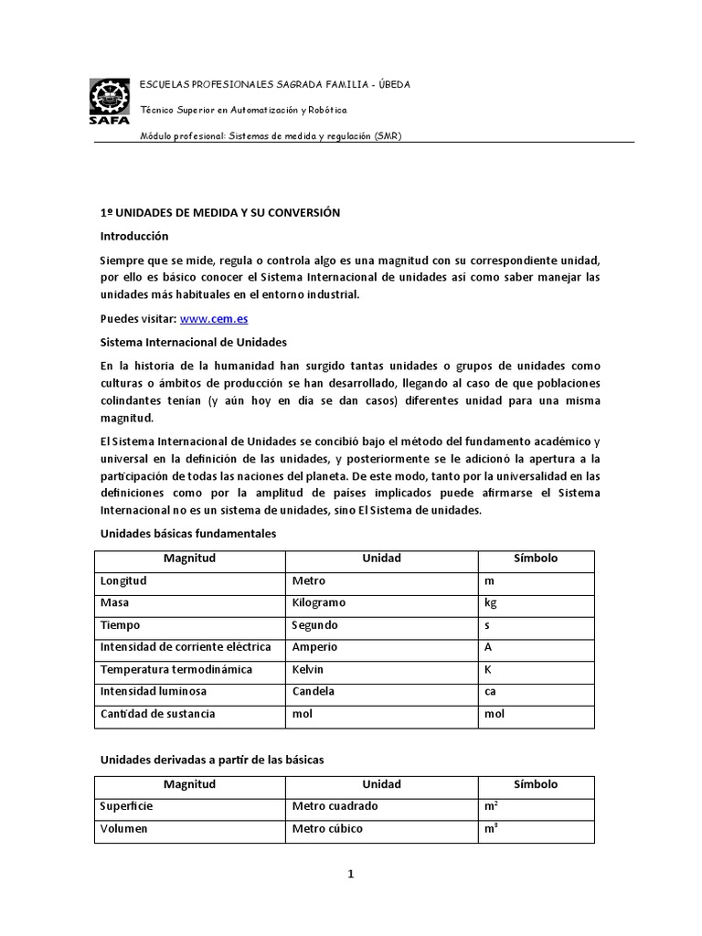 Unidades de Medida y Conversión en SI | PDF | Presión | Pascal (Unidad)