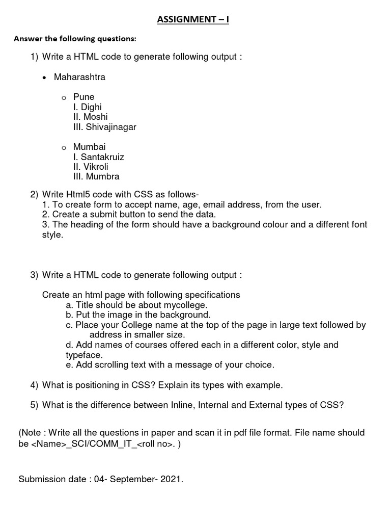 HTML & CSS Assignment Guide | PDF | Computers