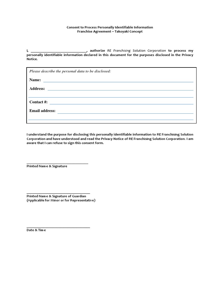 Takoyaki Consent Form | PDF