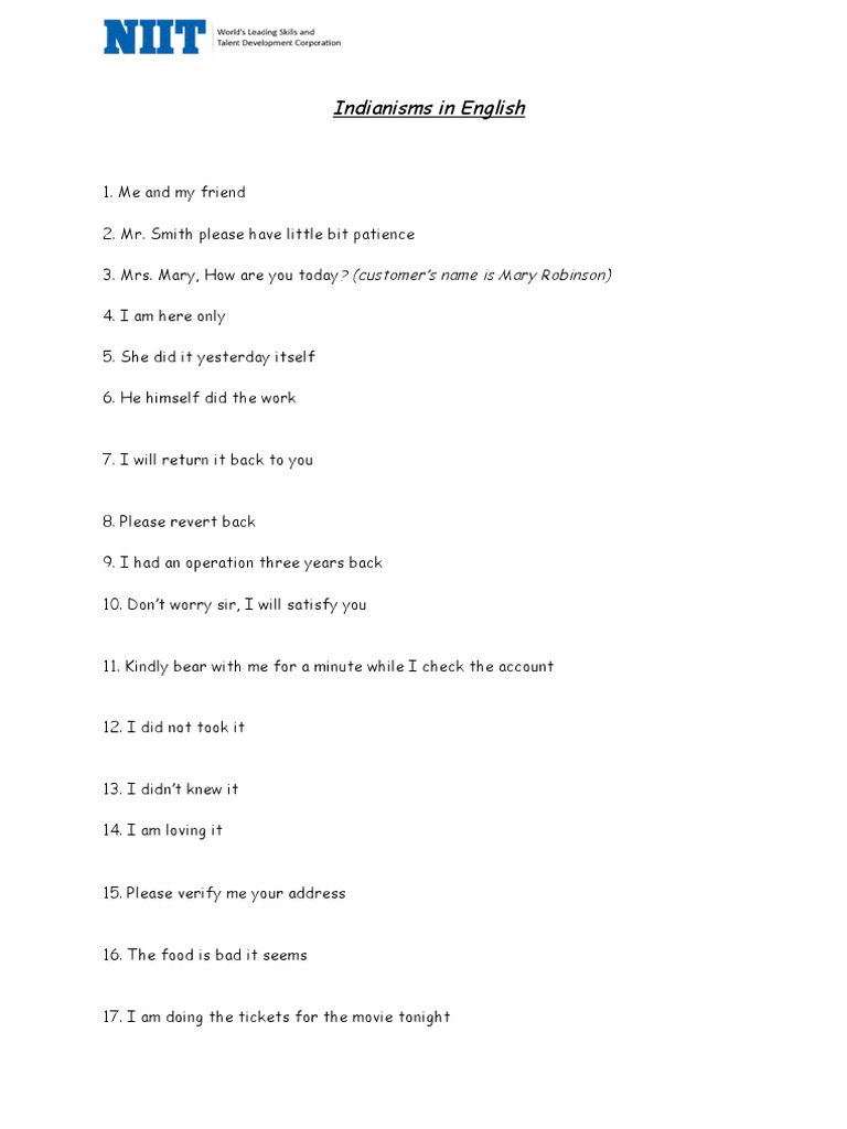 Indianisms in English 1.2 | PDF