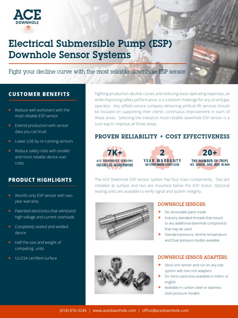 Electrical Submersible Pump (ESP) Downhole Sensor Systems | PDF ...