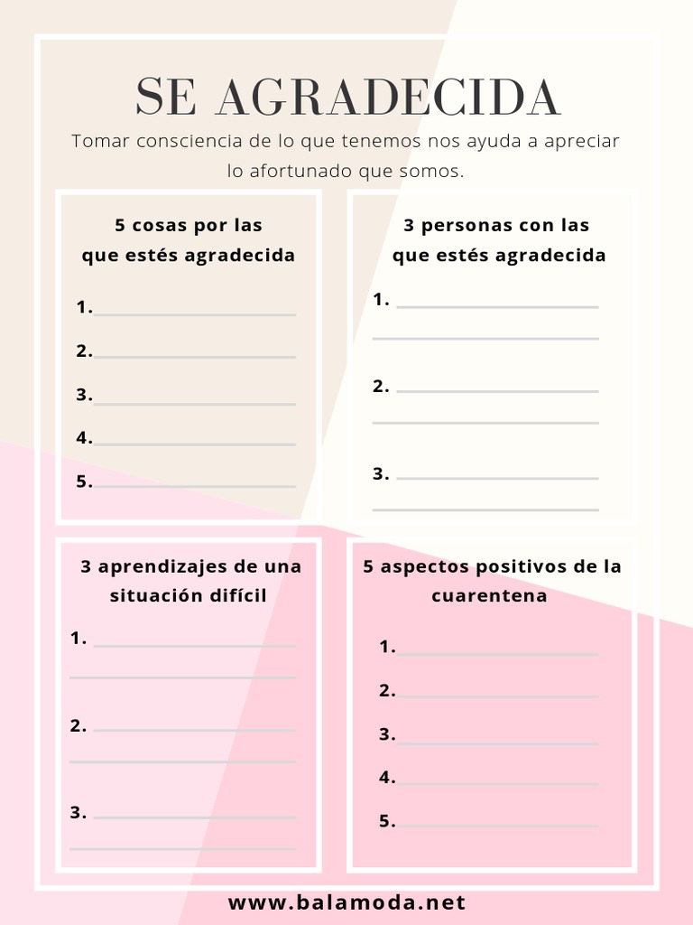 Ejercicios Agradecimiento Balamoda2 | PDF