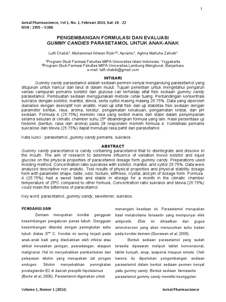 Pengembangan Formulasi Dan Evaluasi Gummy Candies | PDF