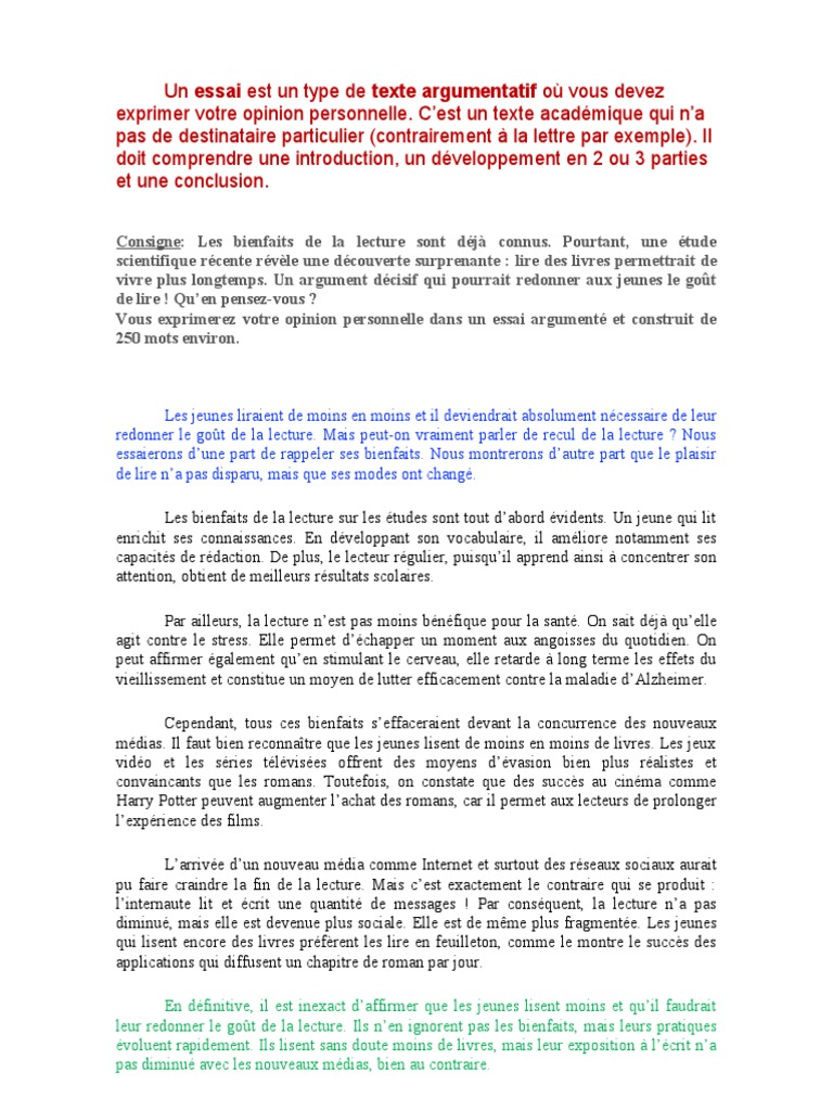 Modèle-Essai Argumentatif | PDF