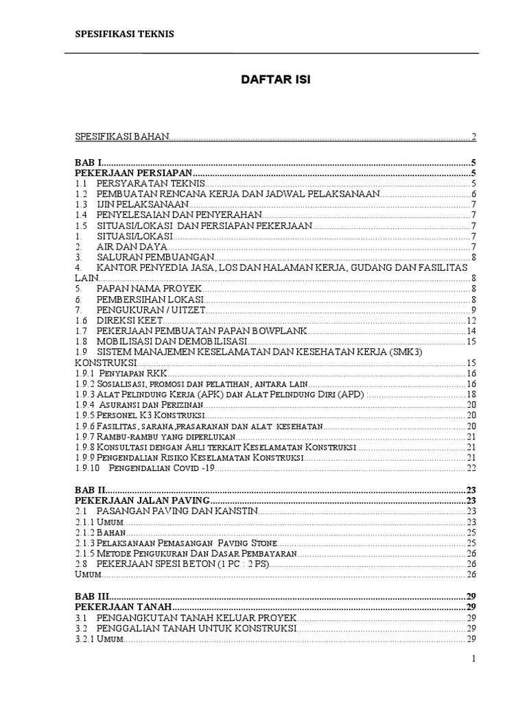 SPEK TEKNIS JL Sememi Jaya Baru 7-A RT07 RW01 Sisi Selatan | PDF