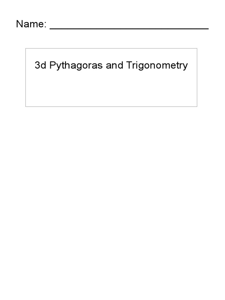 3D Pythagoras and Trigonometry Questions | PDF | Significant Figures ...