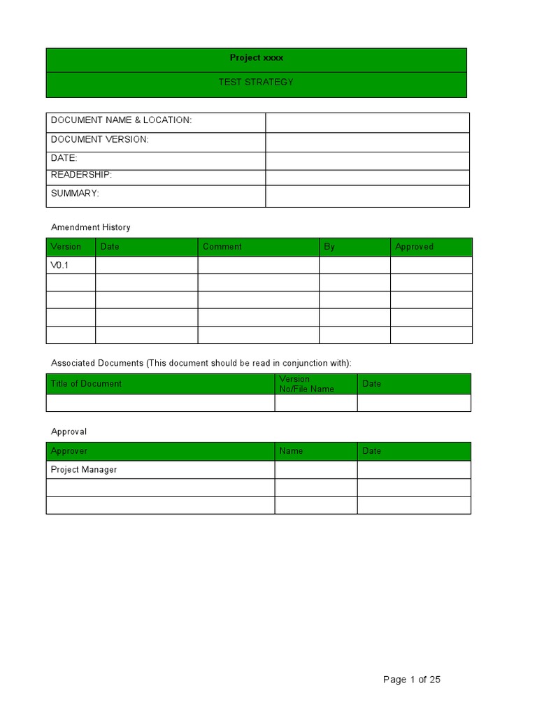 Test Strategy Template | PDF | Software Testing | Specification ...