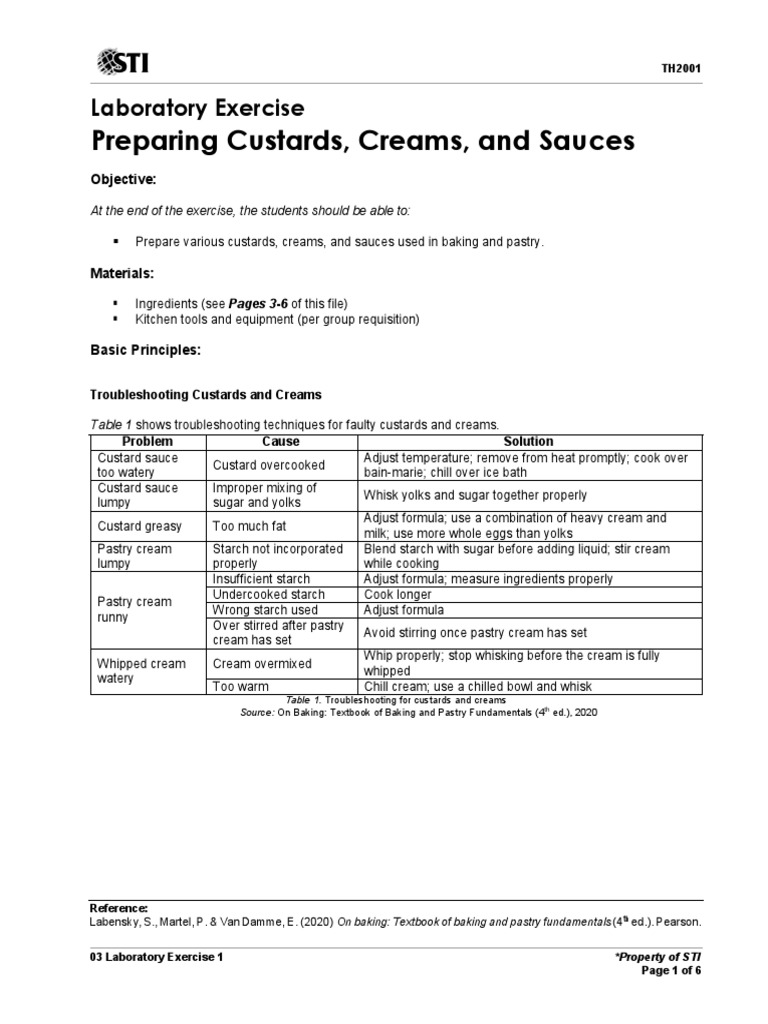 03 Laboratory Exercise 1 | PDF | Custard | Baking