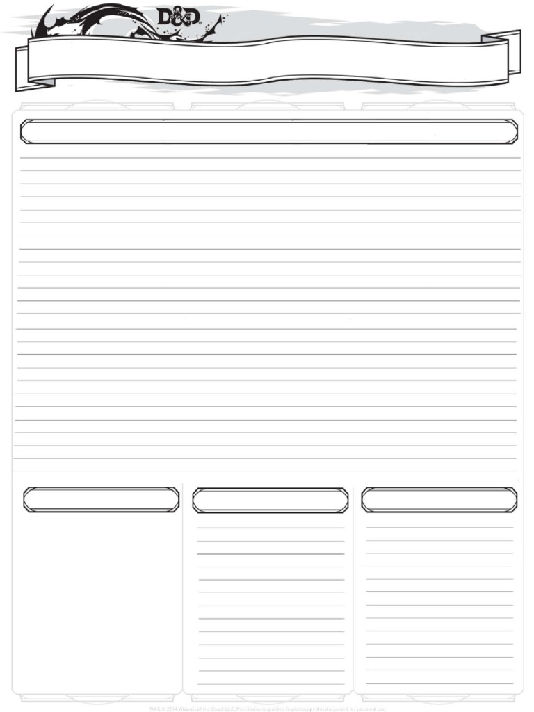 D&D 5e Notes Sheetsmallfile | PDF