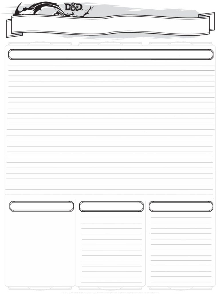 D&D 5e Notes Sheet | PDF