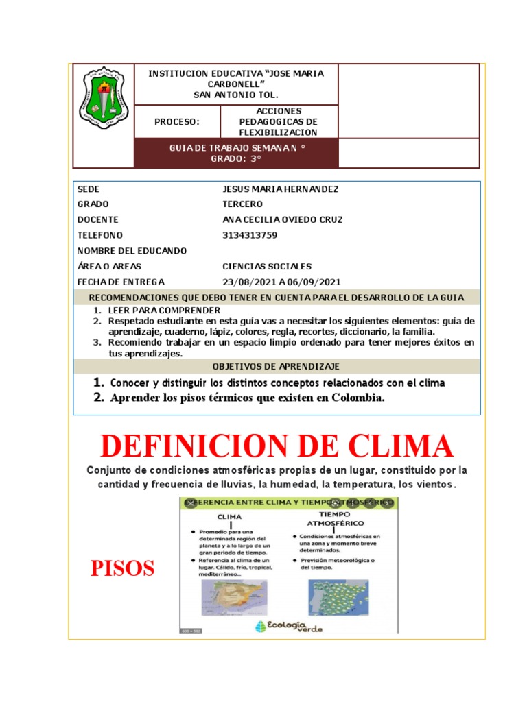 Guia Sociales Clima en Colombia | PDF | Clima | Clima templado