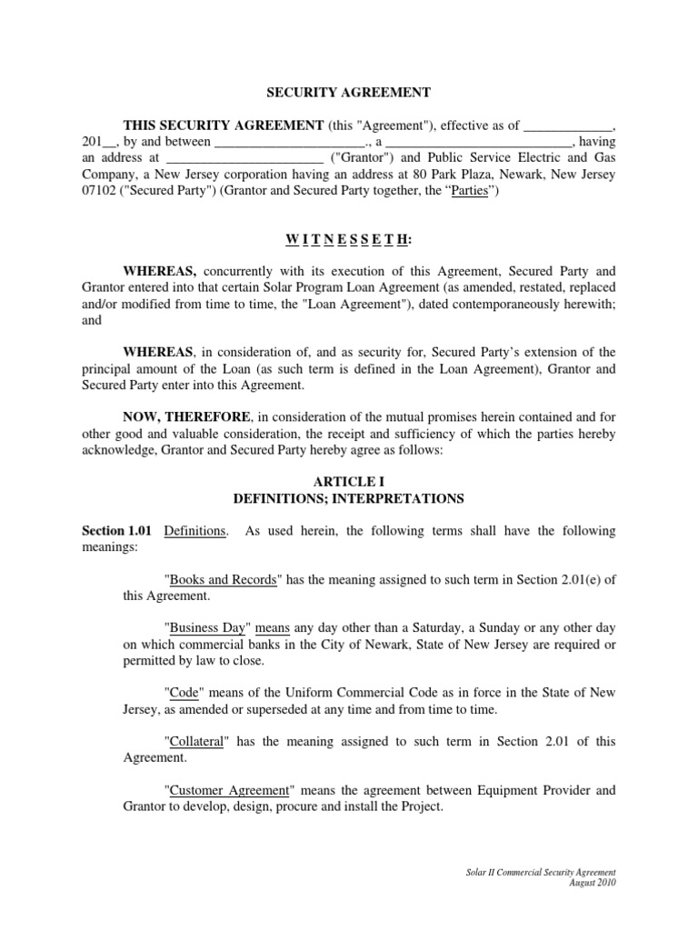 Commercial Business Security Agreement Template-49605 | PDF | Security ...