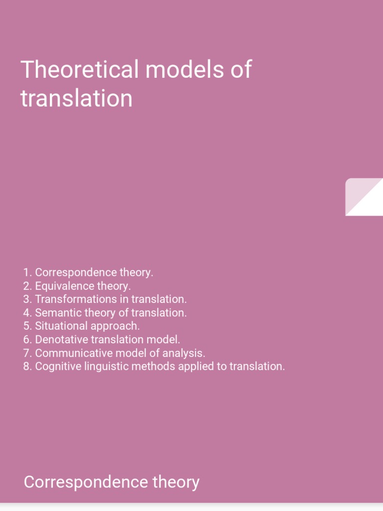 Models of Translation Theories Explained | PDF | Translations | Linguistics