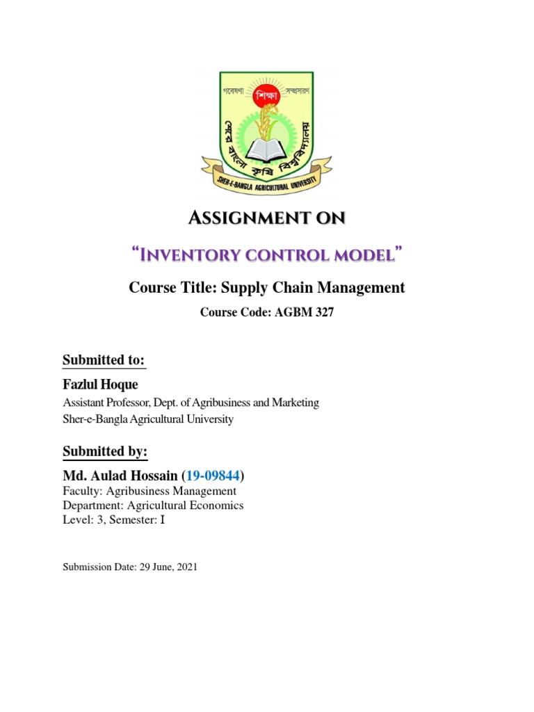 Inventory Control Model | PDF | Market (Economics) | Business Economics