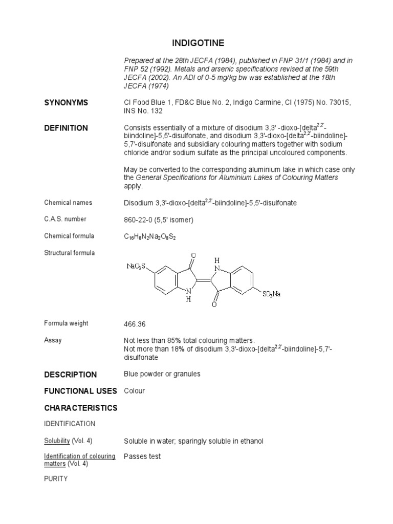Indigotin Analysis | PDF | High Performance Liquid Chromatography | Sodium