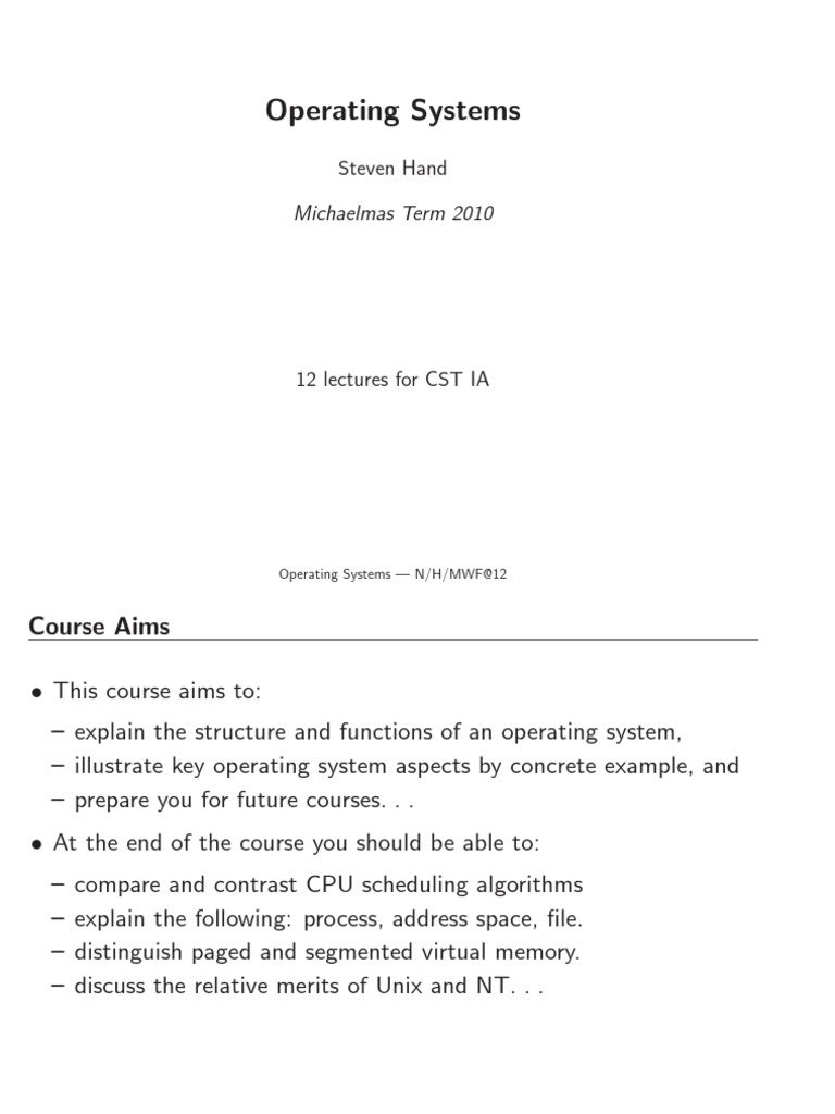 Operating Systems - Introduction and Structure | PDF | Kernel (Operating System) | Process ...