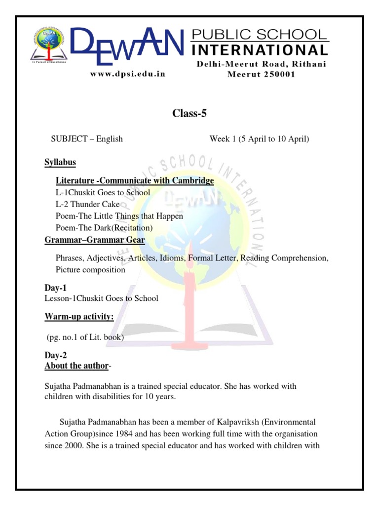 Class-5: Syllabus Literature - Communicate With Cambridge | PDF ...