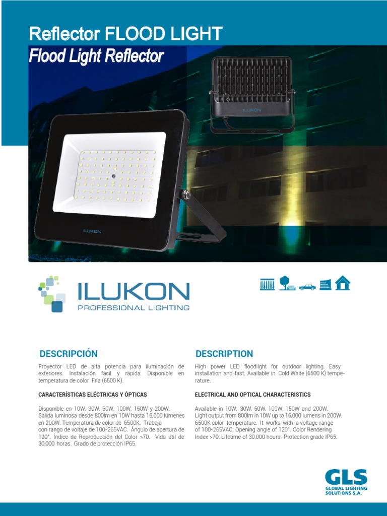 Reflector LED Ilukon para Exteriores | PDF | Diodo emisor de luz ...