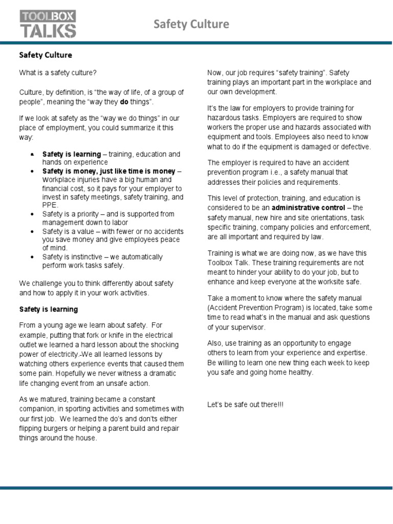 Understanding Safety Culture in the Workplace | PDF | Occupational ...