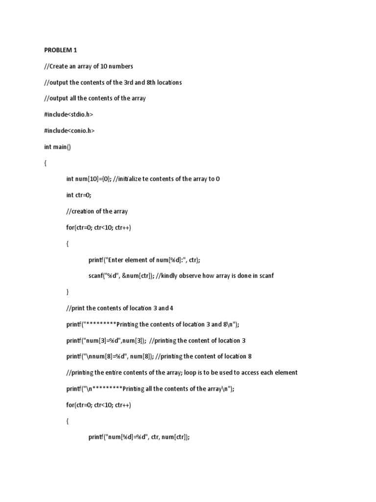 ES085 Sample Programs With Array | PDF | Computer Programming | Computing