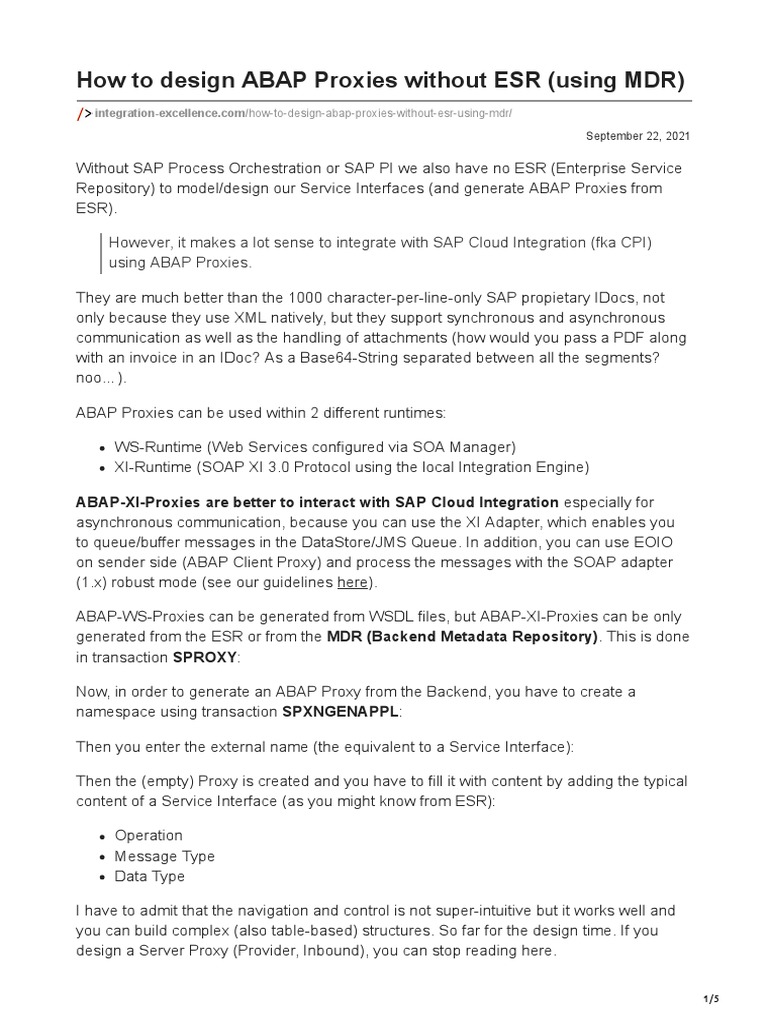 How to Design ABAP Proxies Without ESR Using the Metadata Repository to Model Service Interfaces ...
