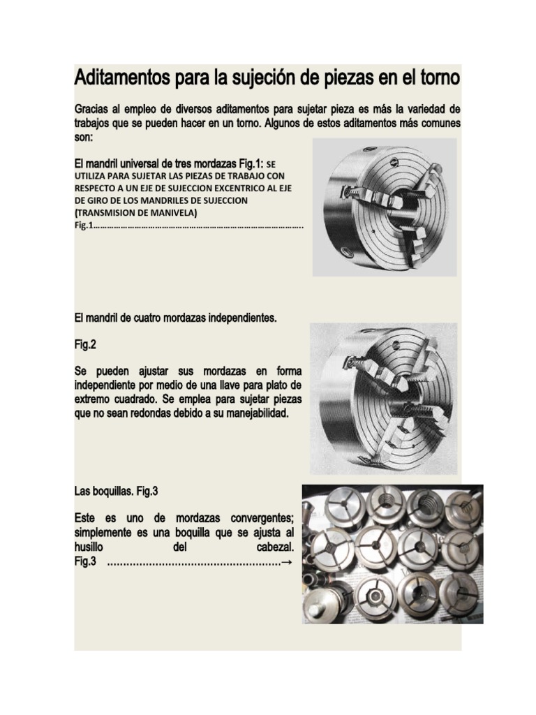 Aditamentos de Sujeción para Torno | PDF | Hogar, jardinería y bricolaje