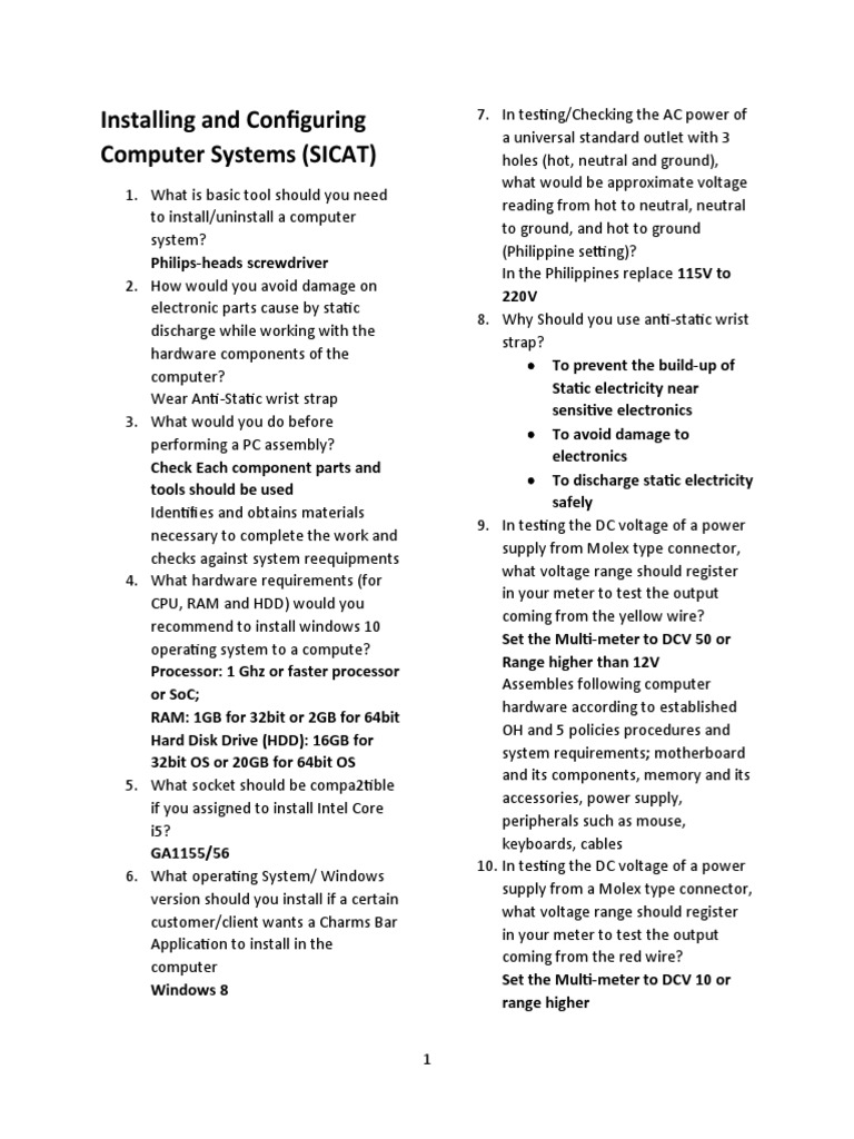 Installing And Configuring Computer Systems Q0a Download Free Pdf Bios Installation
