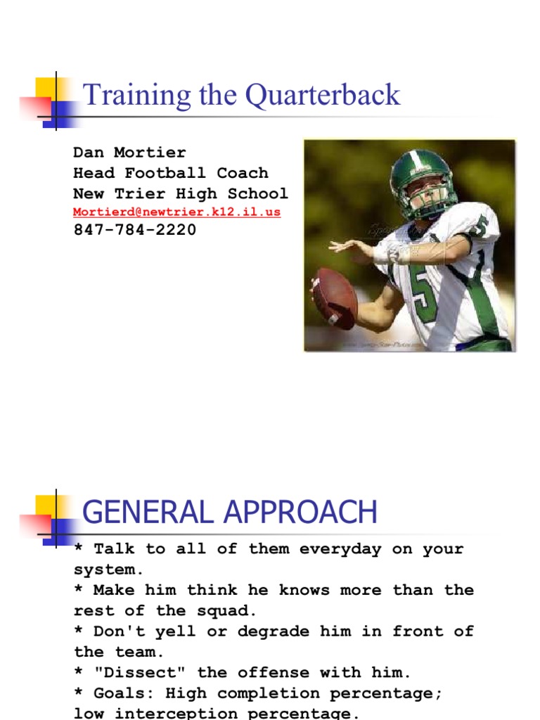 Dan Mortier Head Football Coach New Trier High School 847-784-2220 ...