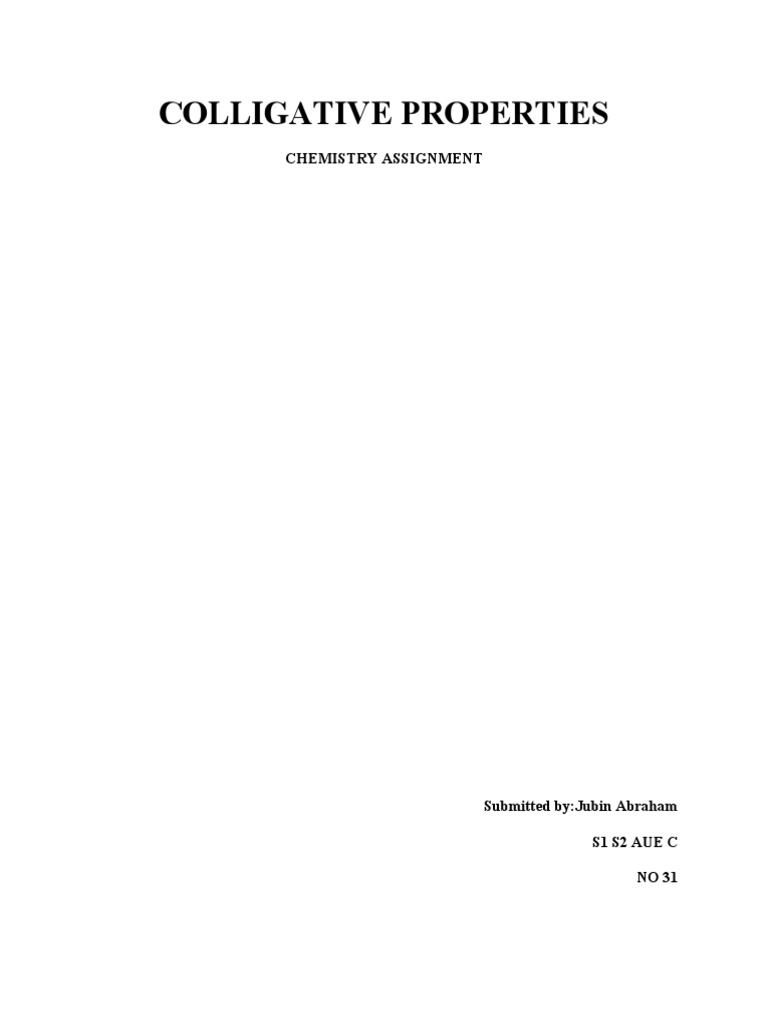 Colligative Properties: Chemistry Assignment | PDF | Solution | Evaporation