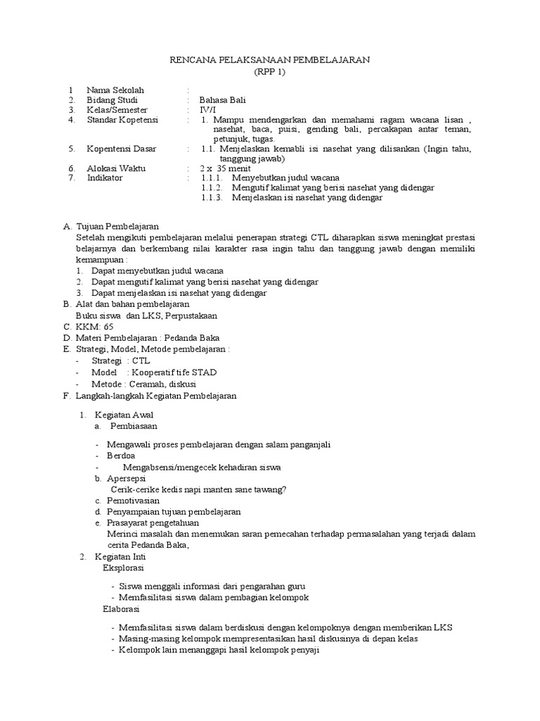 RPP Kls IV de Oka S | PDF