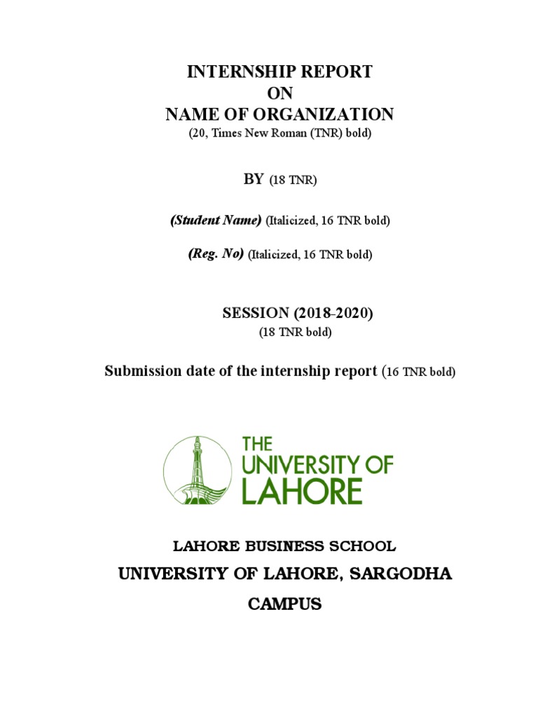 Internship Report Front Page Design | PDF