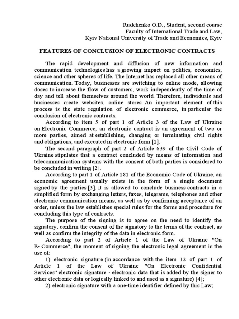 Features of Conclusion of Electronic Contracts | PDF | Signature | E ...