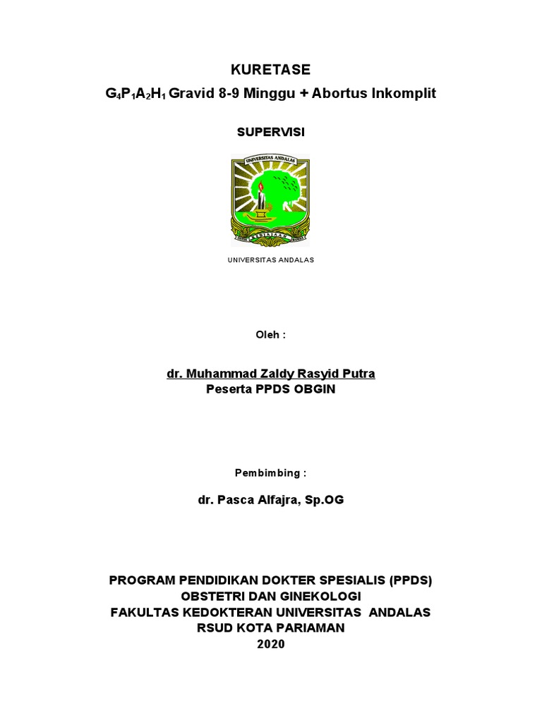 Kuretase Abortus Inkomplit 8-9 Minggu | PDF