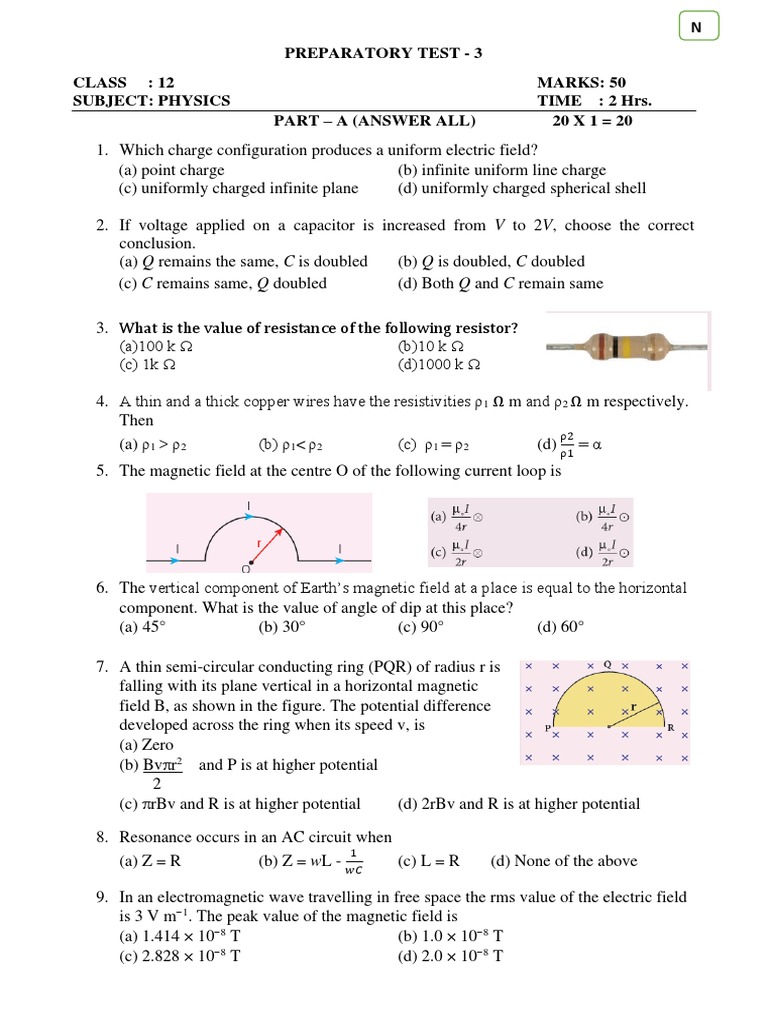 4 Physics em Test 3 | Download Free PDF | Electron | Modulation